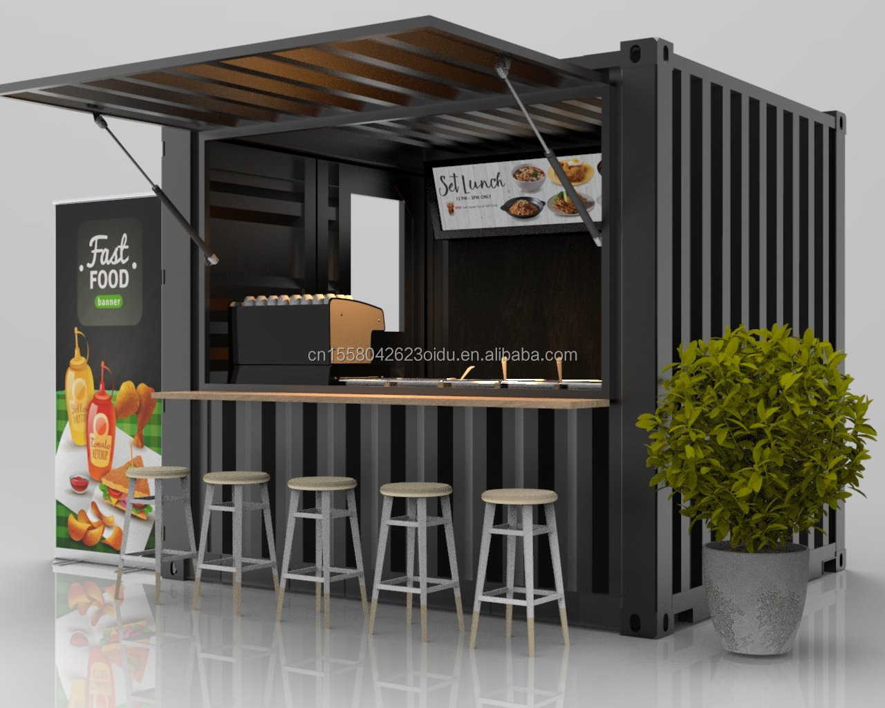 10ft Portable Juice Bar Shop Kiosk Booths Container Room Designed with ...