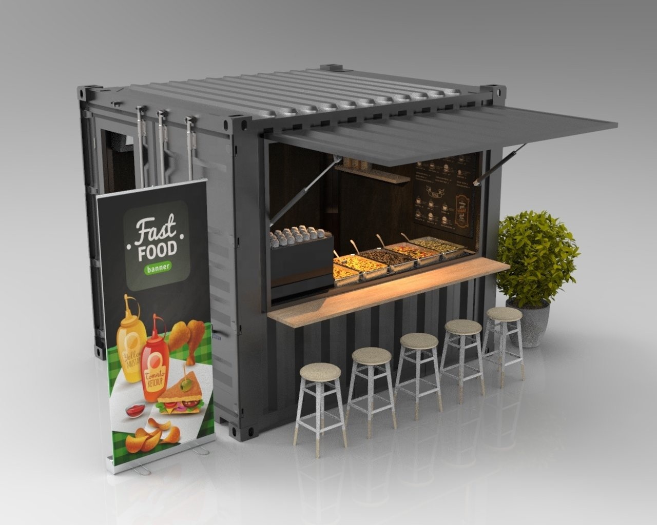 10ft Portable Juice Bar Shop Kiosk Booths Container Room Designed with ...