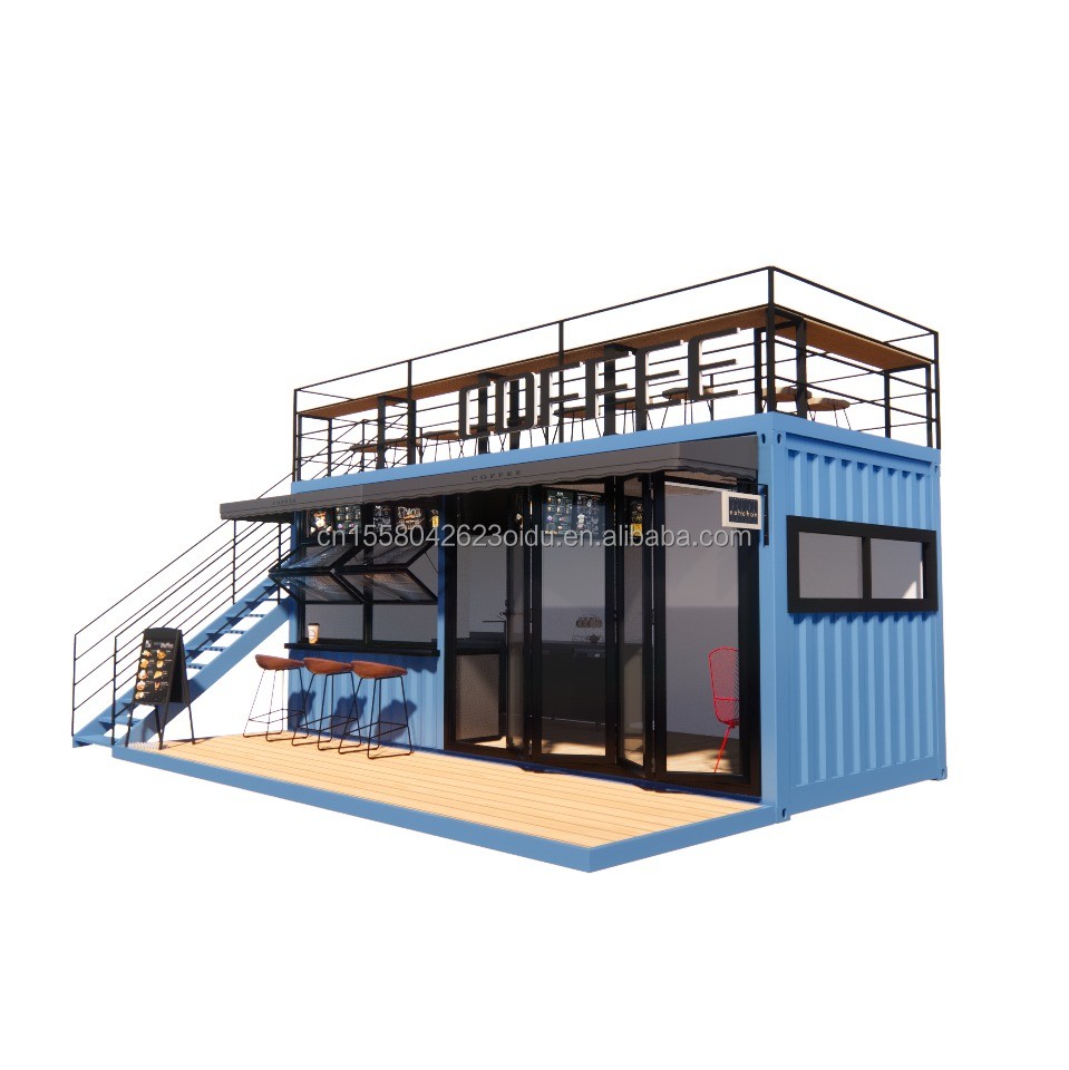 EU 20ft Food Stall Second Floor Container Coffee Shop Constructed with ...