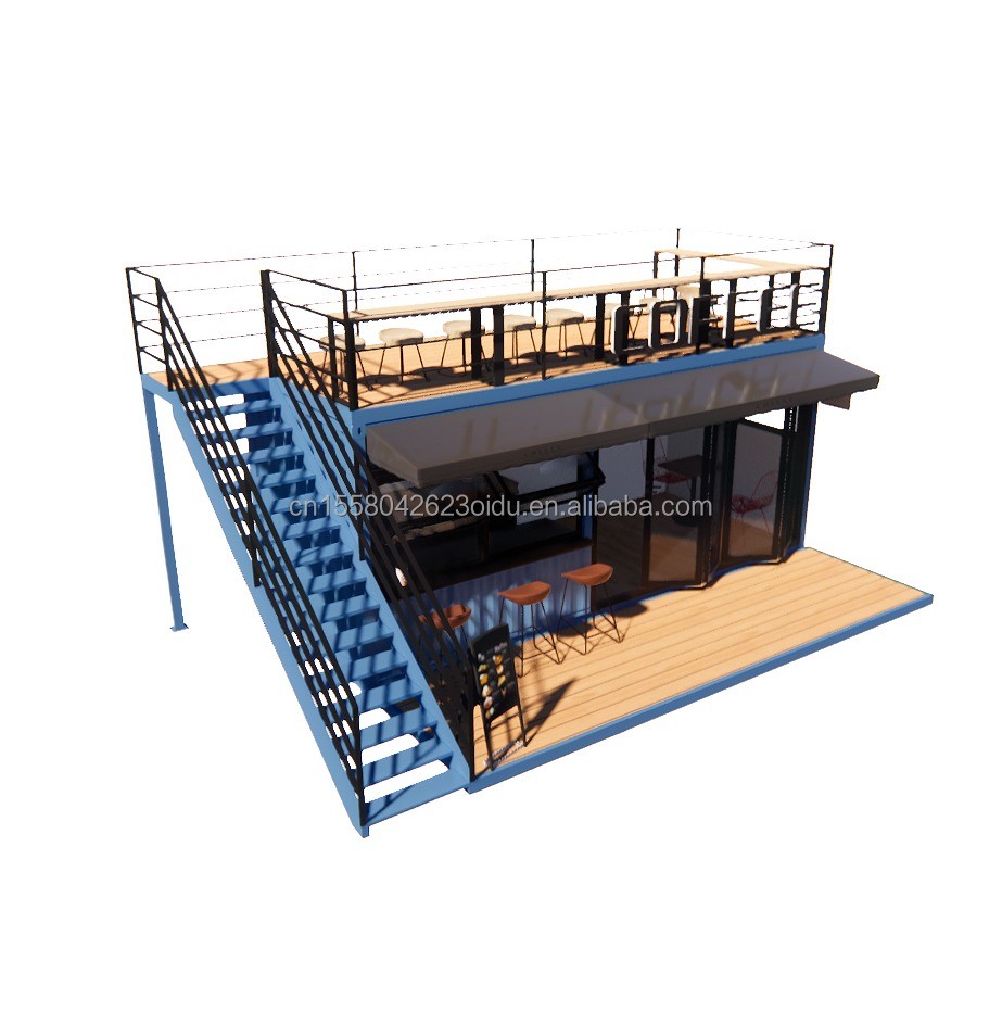 EU 20ft Food Stall Second Floor Container Coffee Shop Constructed with ...