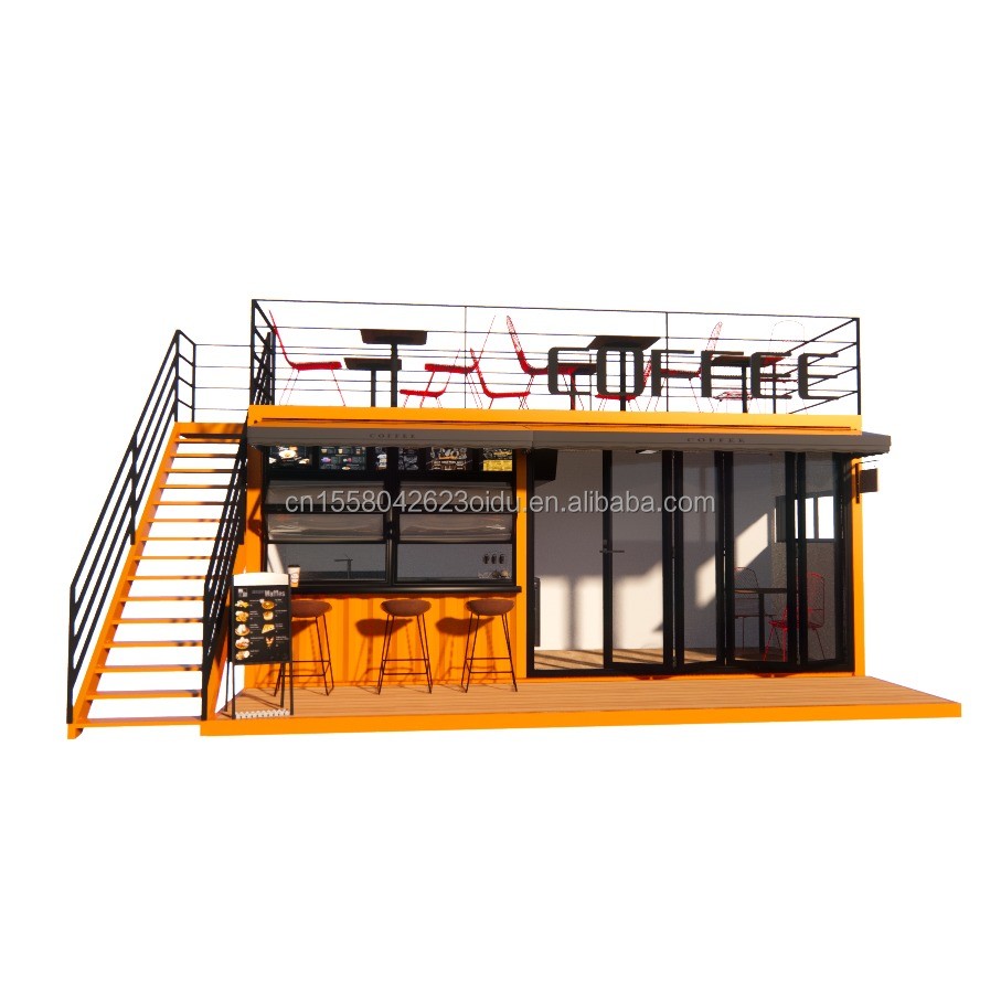 EU 20ft Food Stall Second Floor Container Coffee Shop Constructed with ...